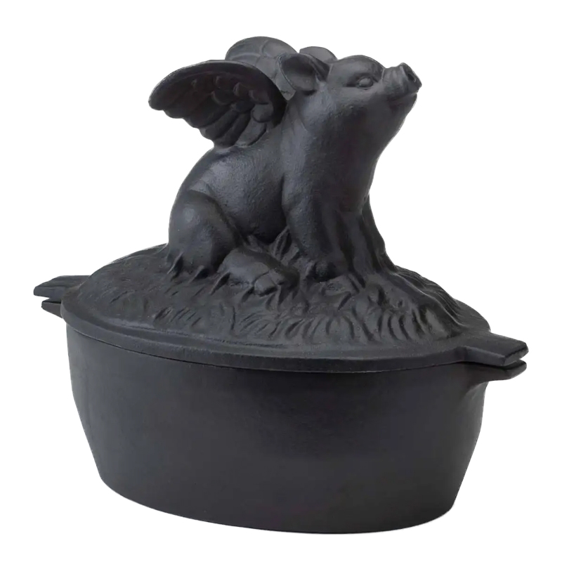 Flying Pig Cast Iron Steamer | Wood Stove Steamer | Evergreen