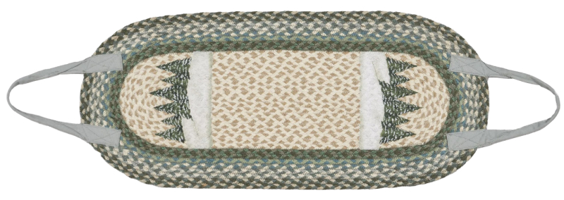 Holiday Village Trees Log Carrier | Oval Braided Rug Log Carrier