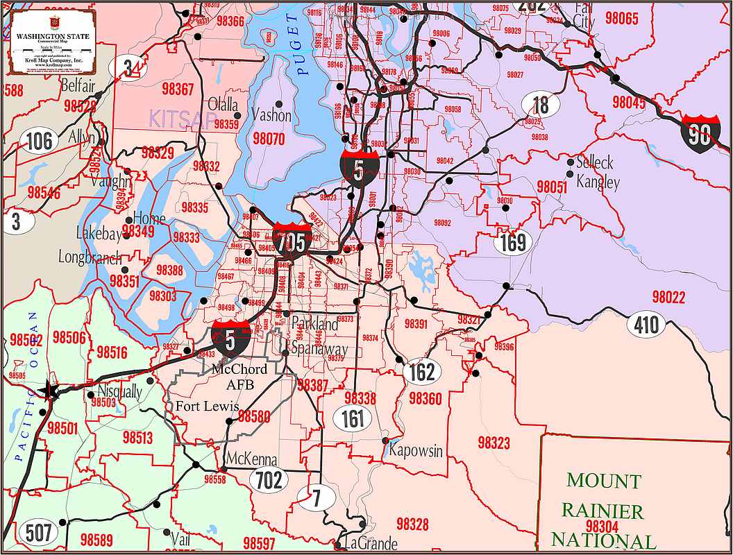 Western Washington State Zip Code Map